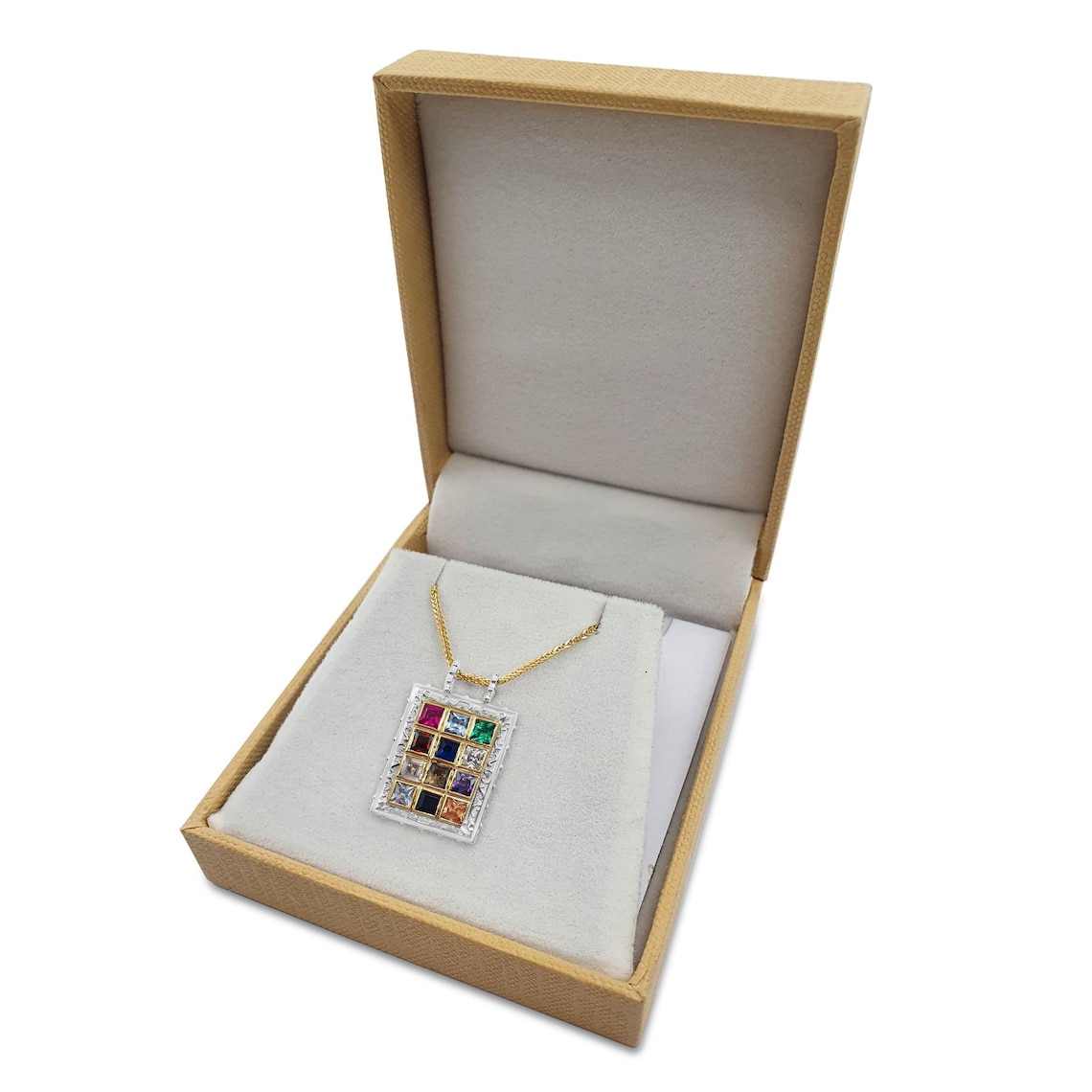 14K Solid Gold Choshen Pendant | Etsy