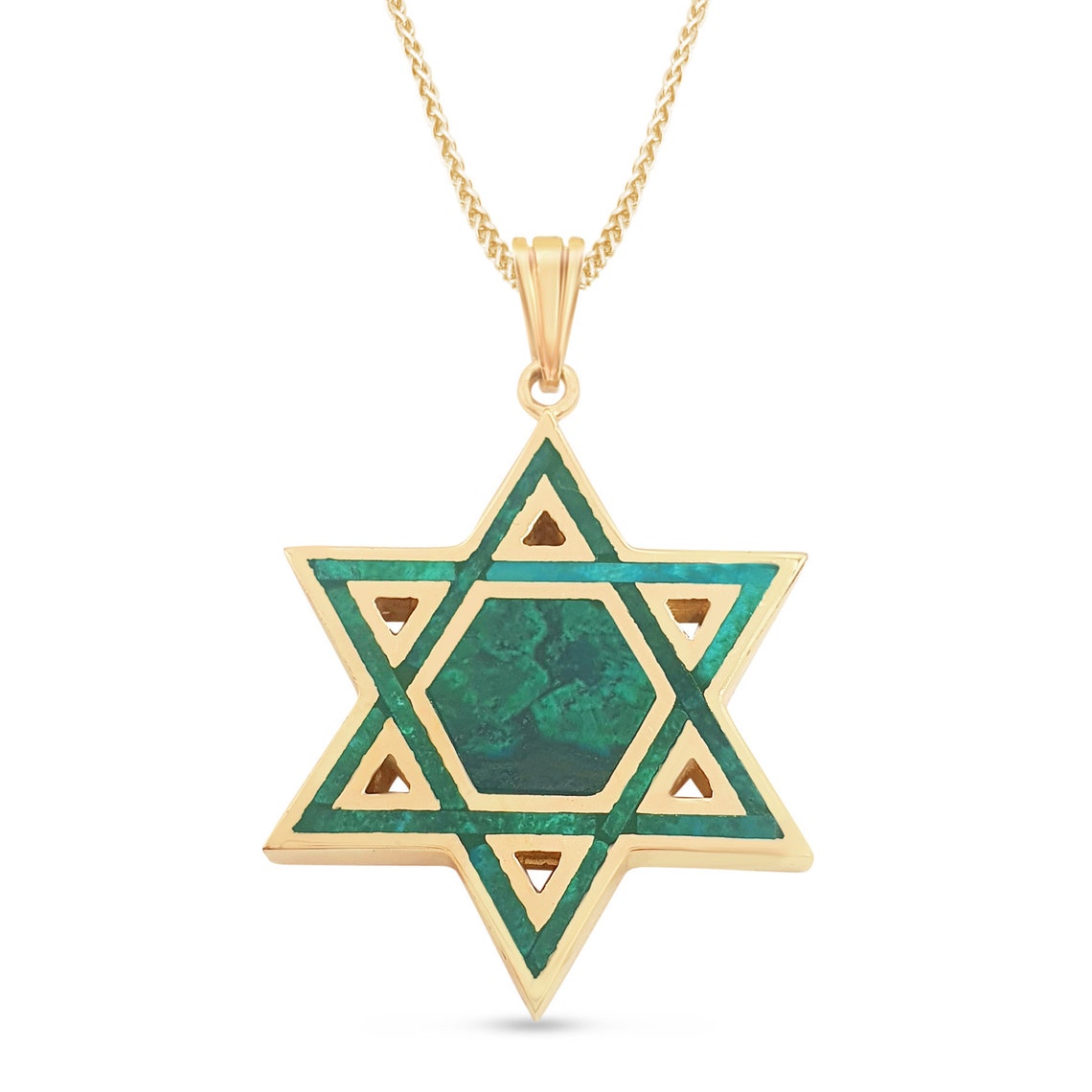 14K Gold Jewish Star of David Eilat Stone Pendant - Etsy