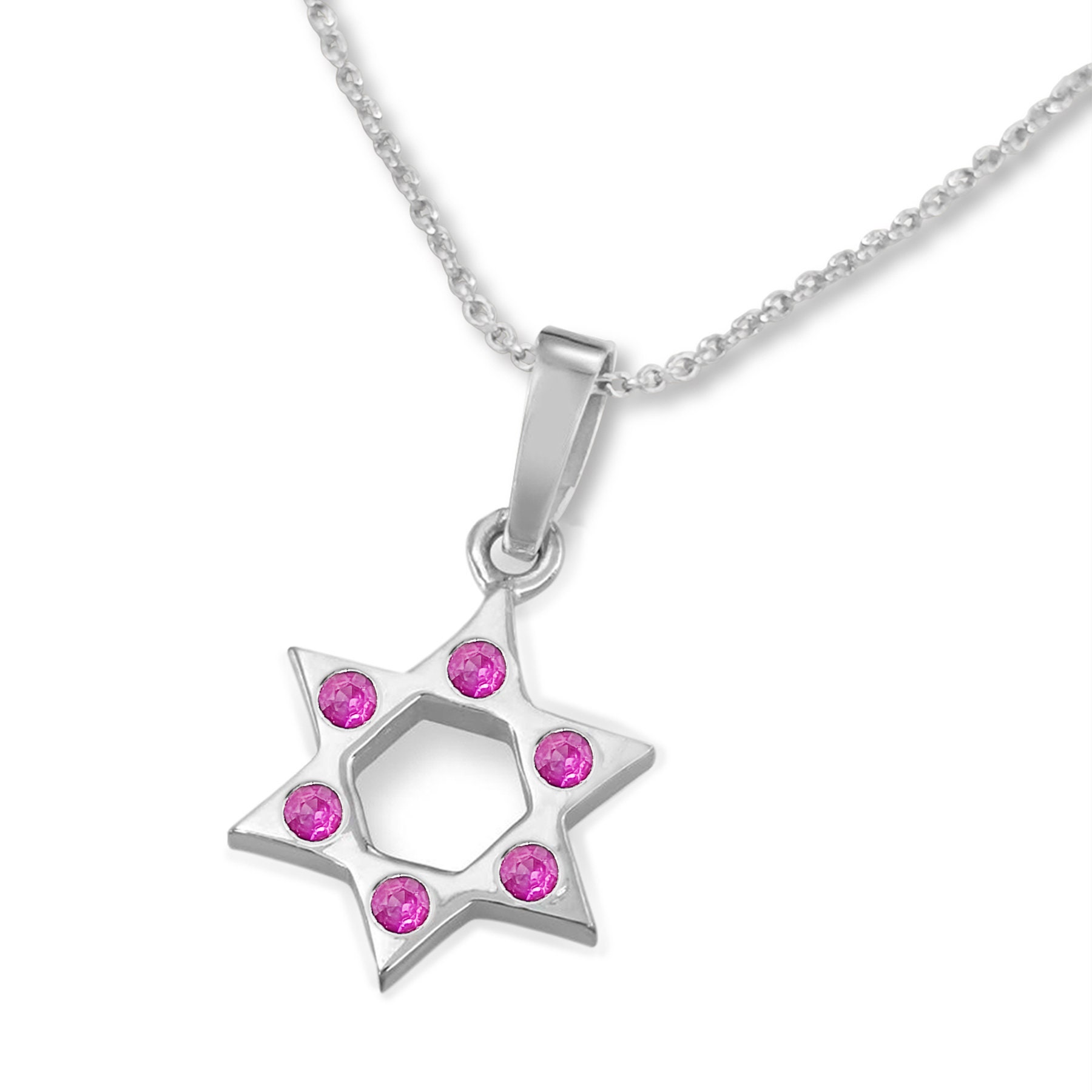 14K Gold Pink Sapphire Jewish Star of David Charm - Etsy UK