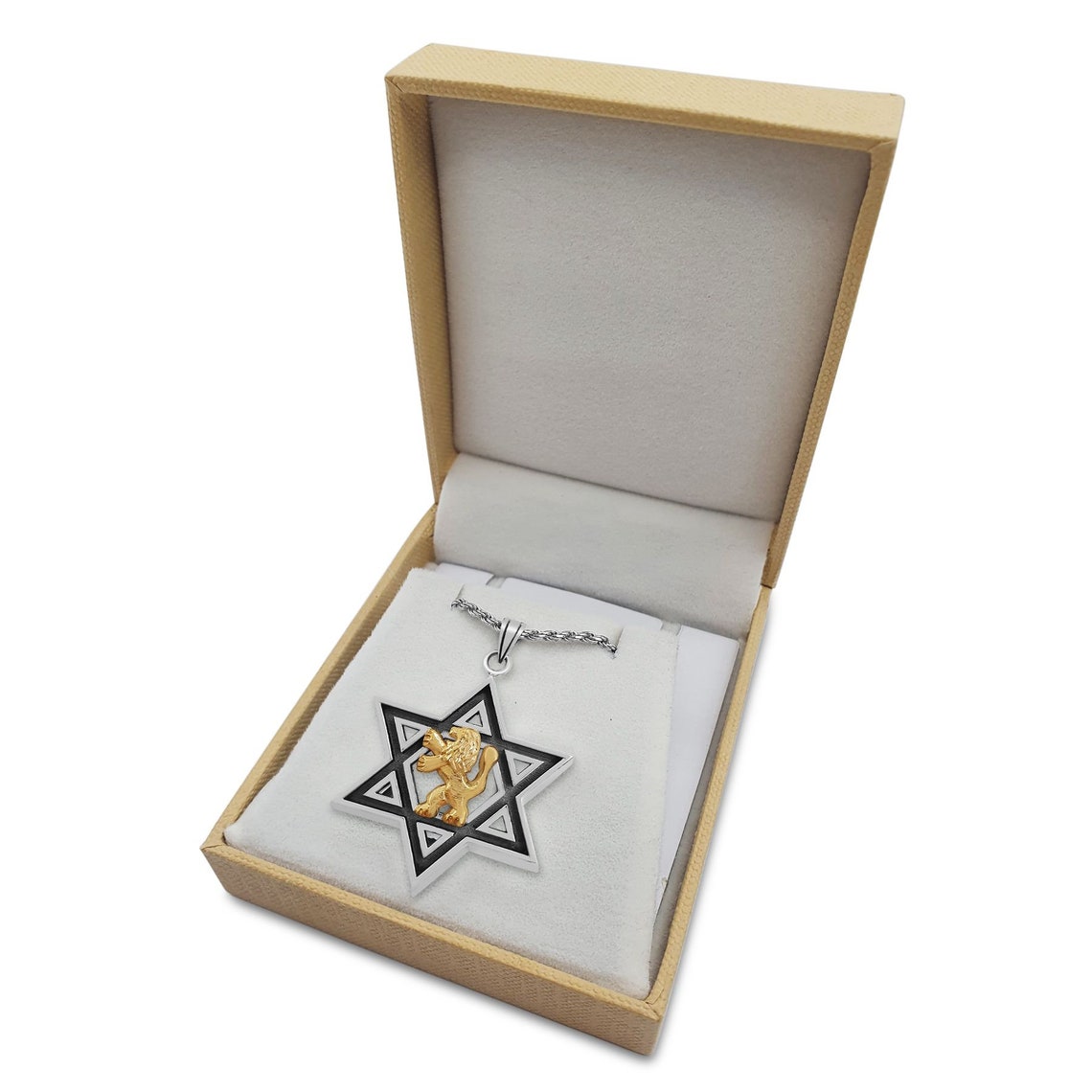 Silver and Gold Large Star of David Pendant,big Magen David Necklace ...