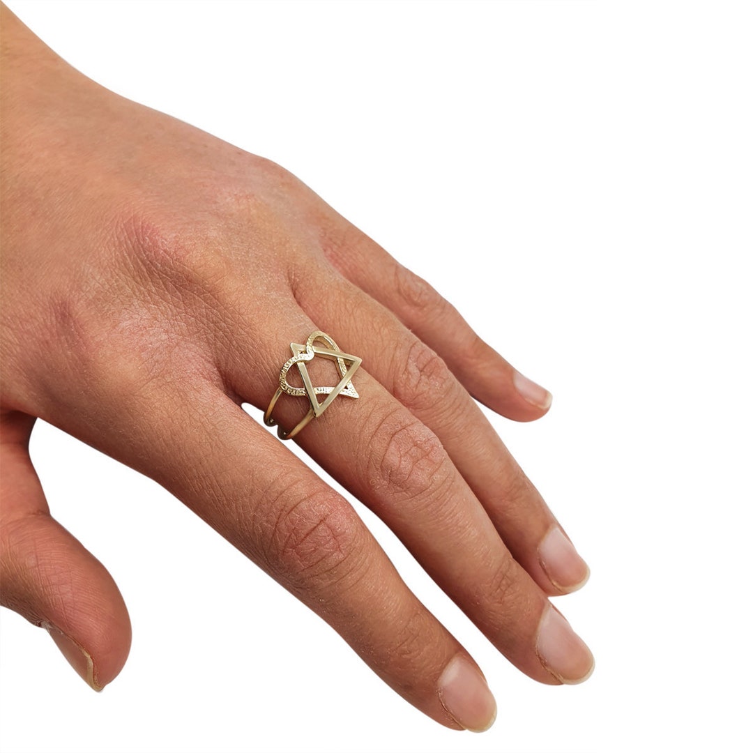 Gold Heart Star of David Ring - Etsy