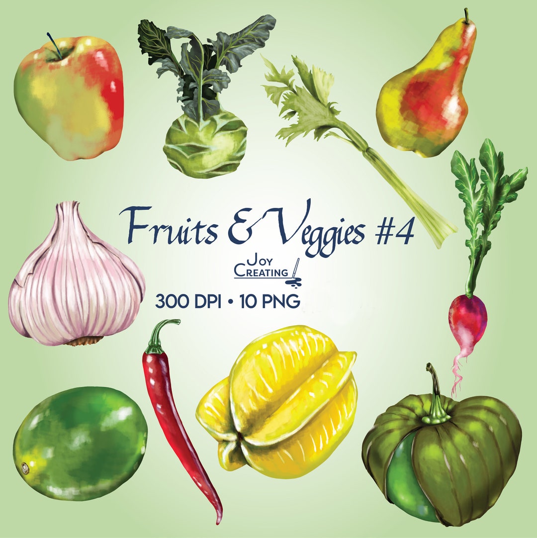 Fruit Clipart, Food Clipart, Digital Clip Art, PNG, Printable, Apple ...