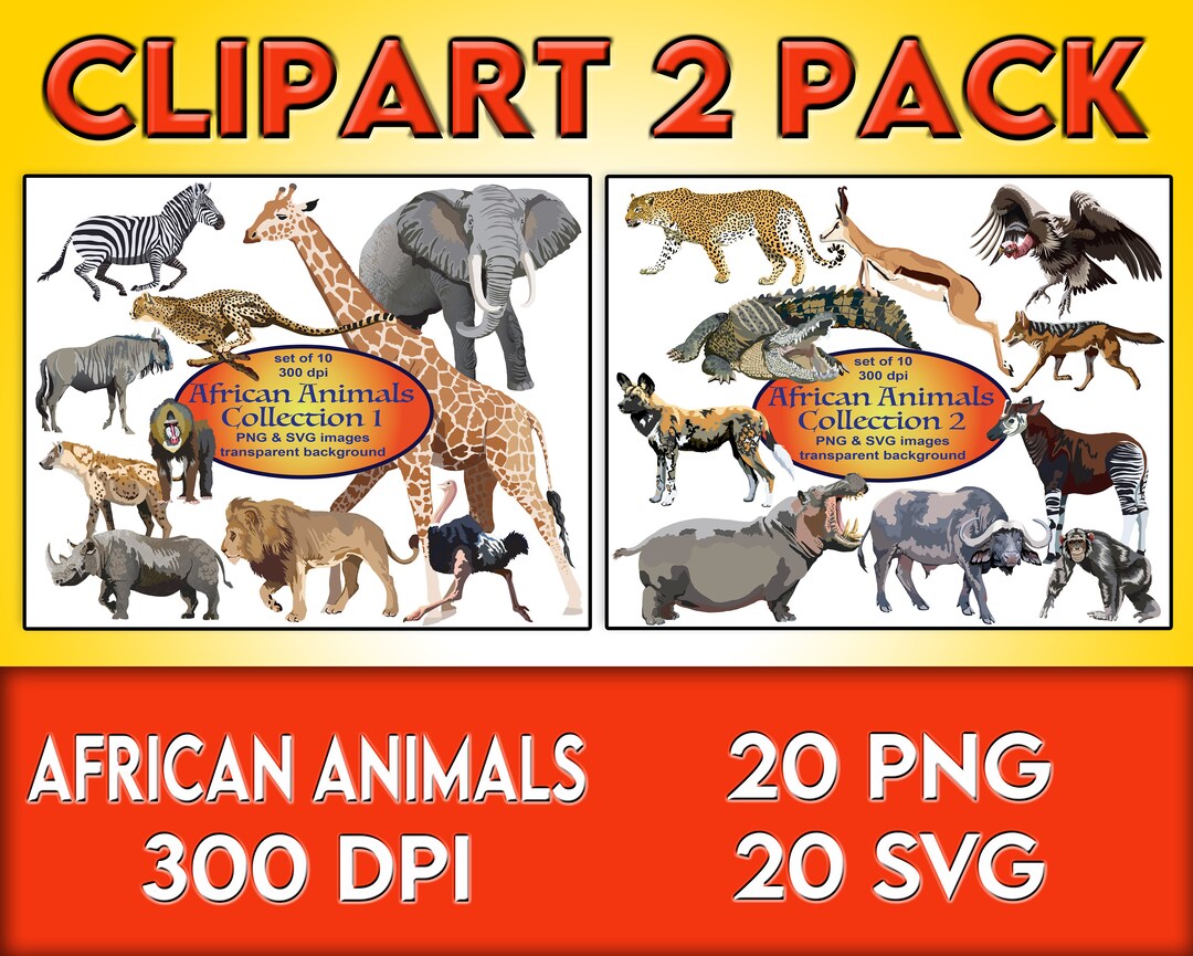 African Animals Clip Art, SVG - Etsy