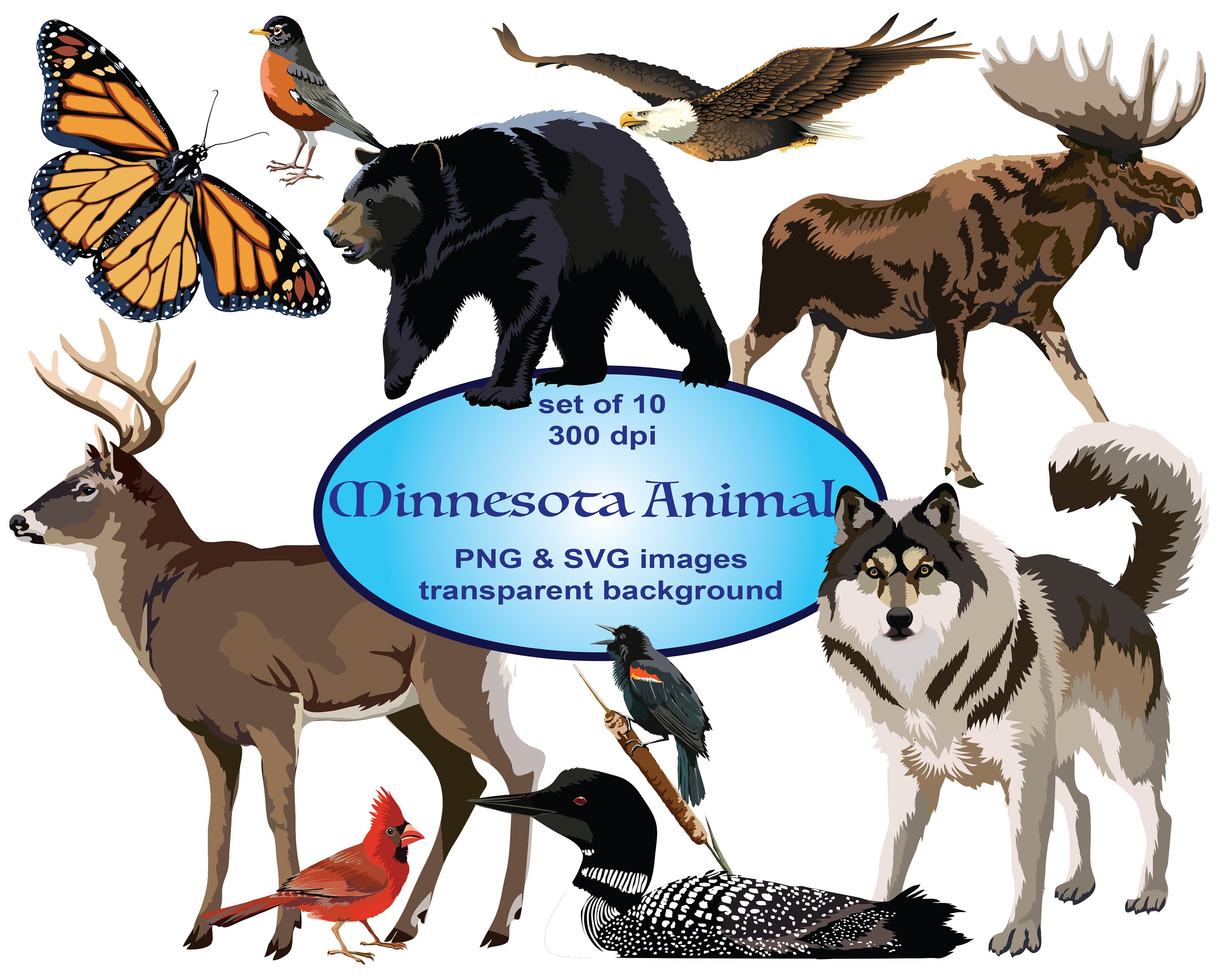 Minnesota Animals Clip Art SVG Clip Art - Etsy