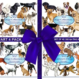 Dogs Clipart 4 Pack Puppies Clip Art SVG Clipart | Etsy