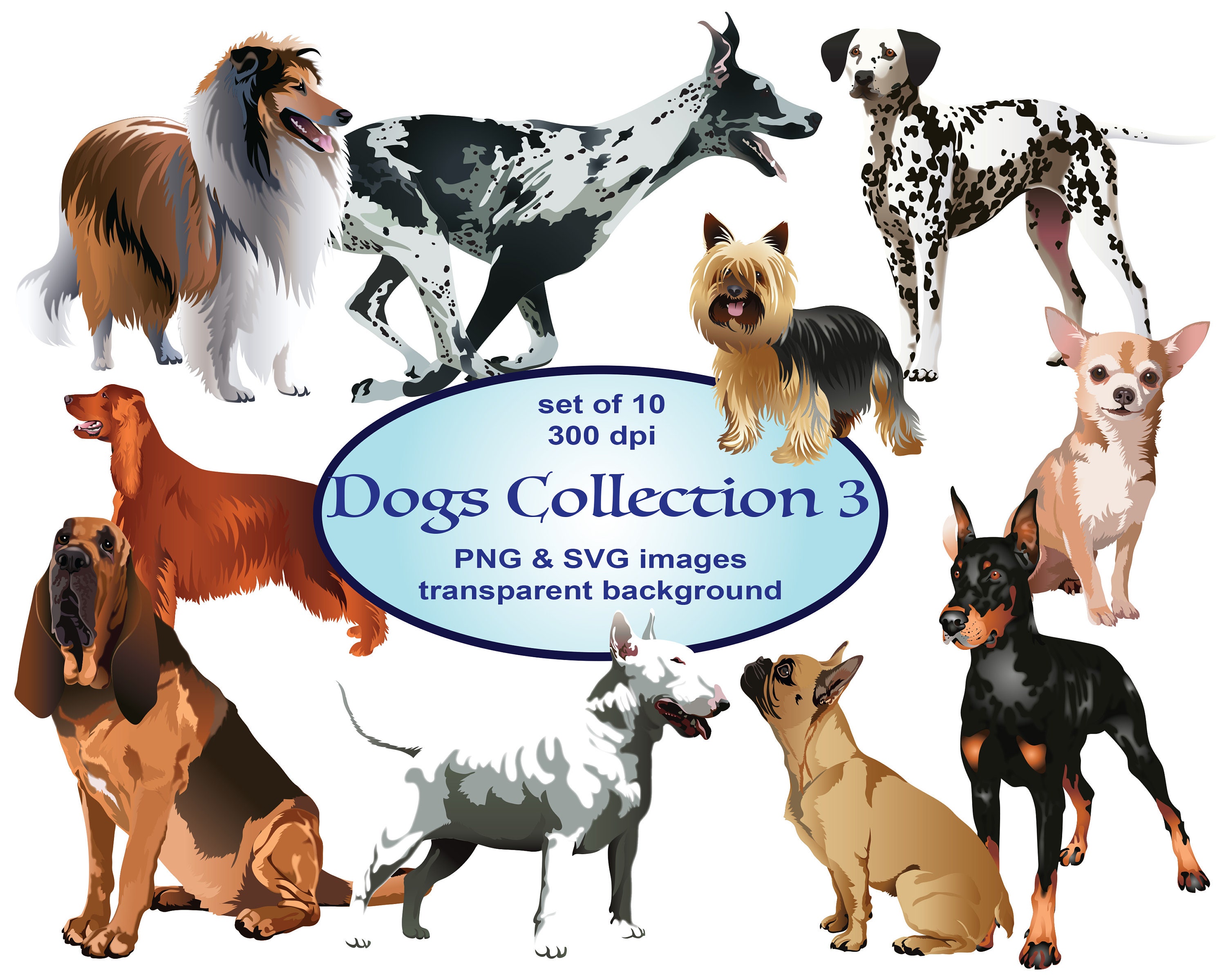 Dogs Clip Art Pets Clipart SVG Clipart Animals Clipart | Etsy