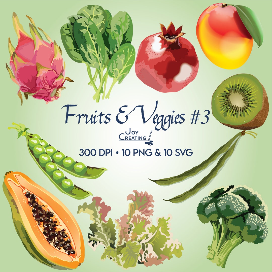 Fruit Clipart, Vegetables Clip Art, SVG Clipart, Food Clipart, PNG ...