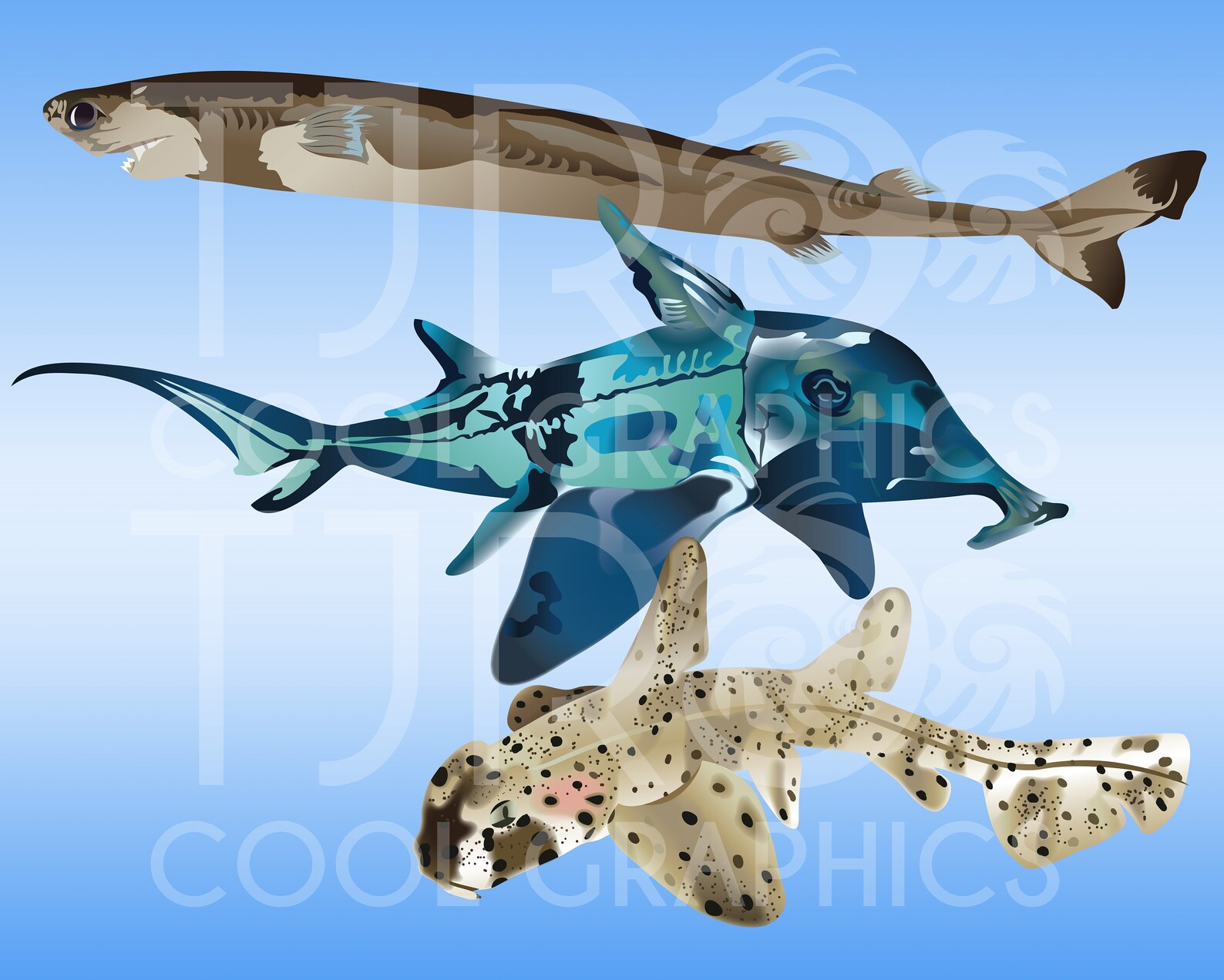 Sharks Clip Art Ocean Clip Art Fish Clipart Animals - Etsy