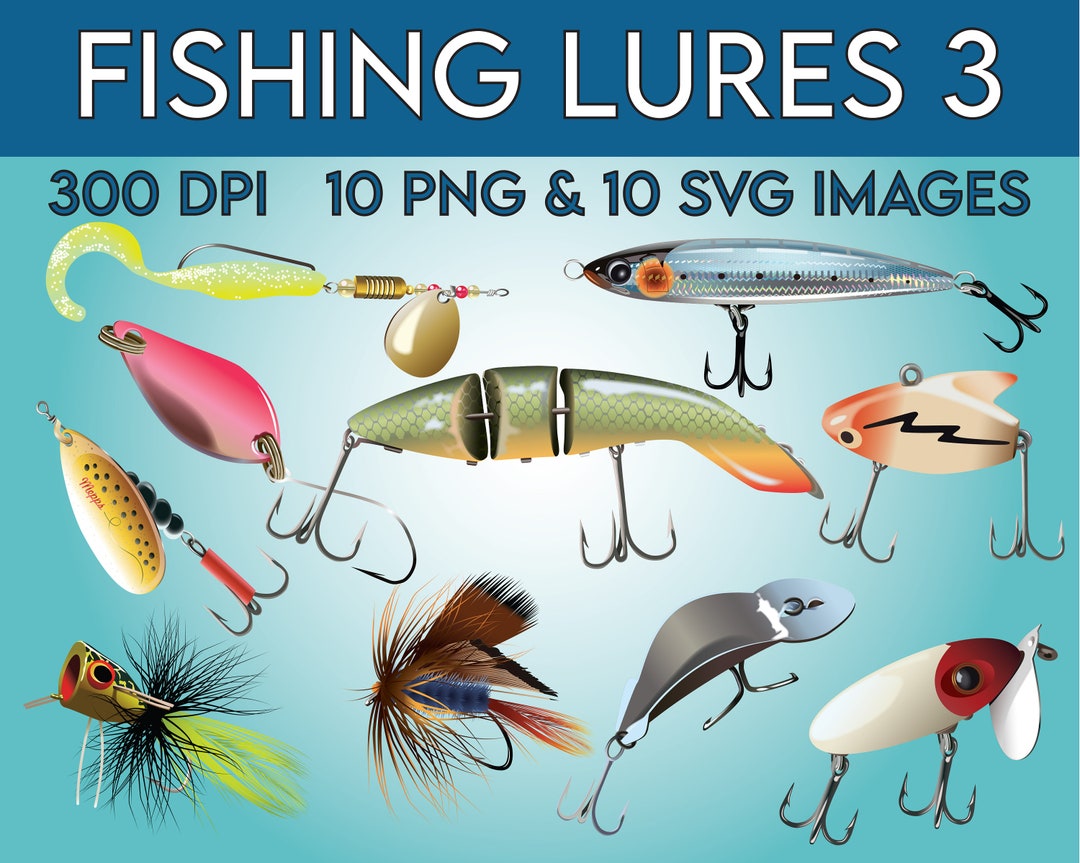 Fishing Lures Clip Art SVG Clipart Fishing Clipart Sports - Etsy