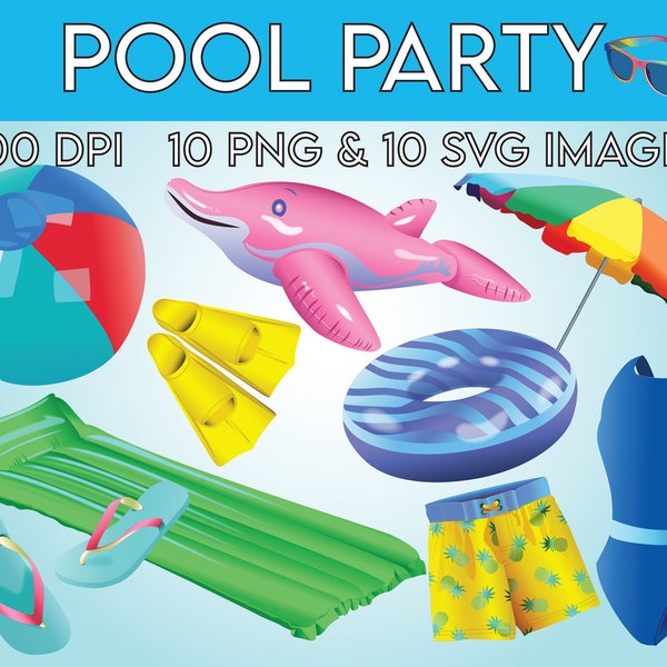 Pool Party Clip Art - Etsy