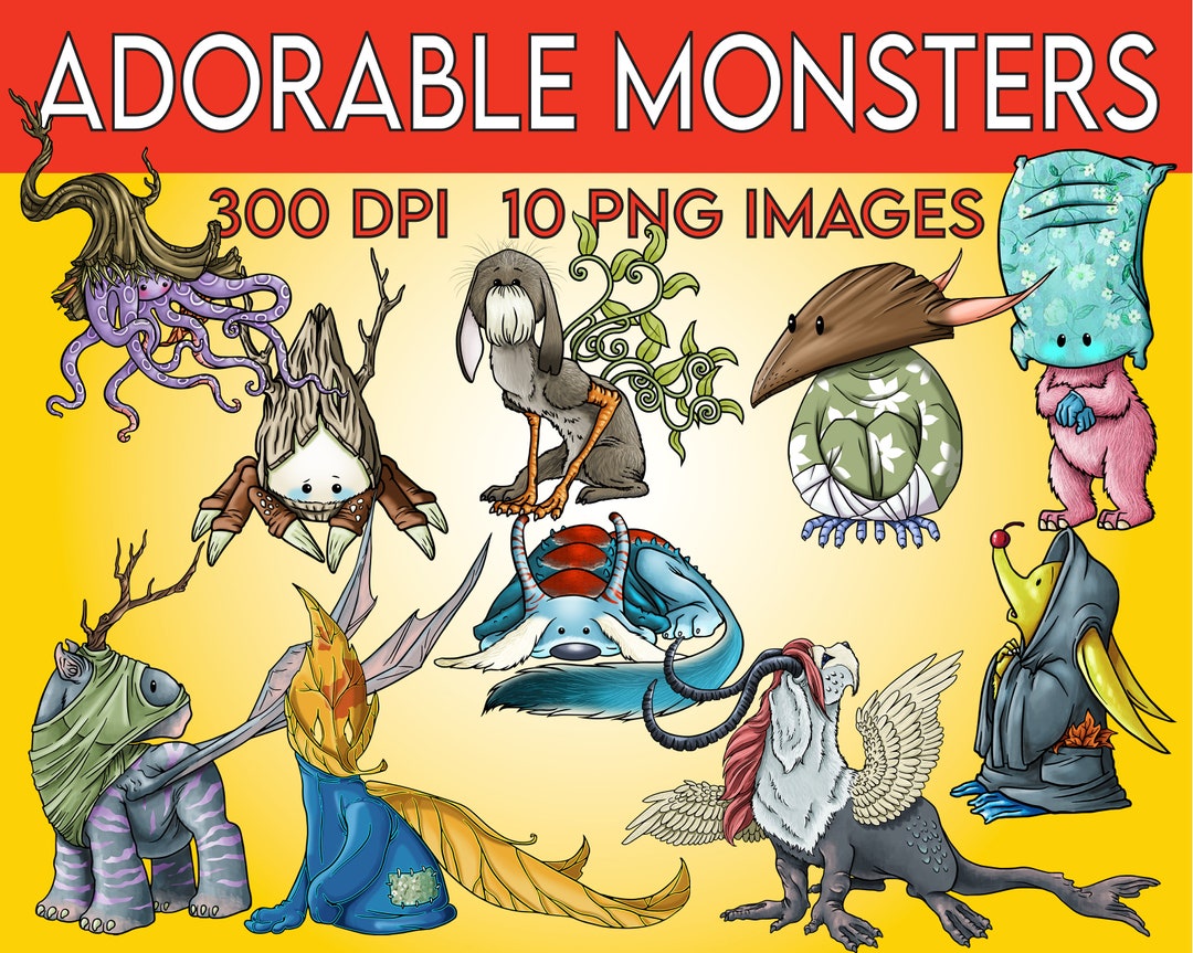 Adorable Monster Clipart Monsters Clip Art Fantasy Clipart - Etsy