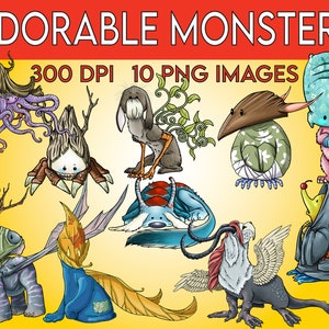 Adorable Monster Clipart Monsters Clip Art Fantasy Clipart - Etsy