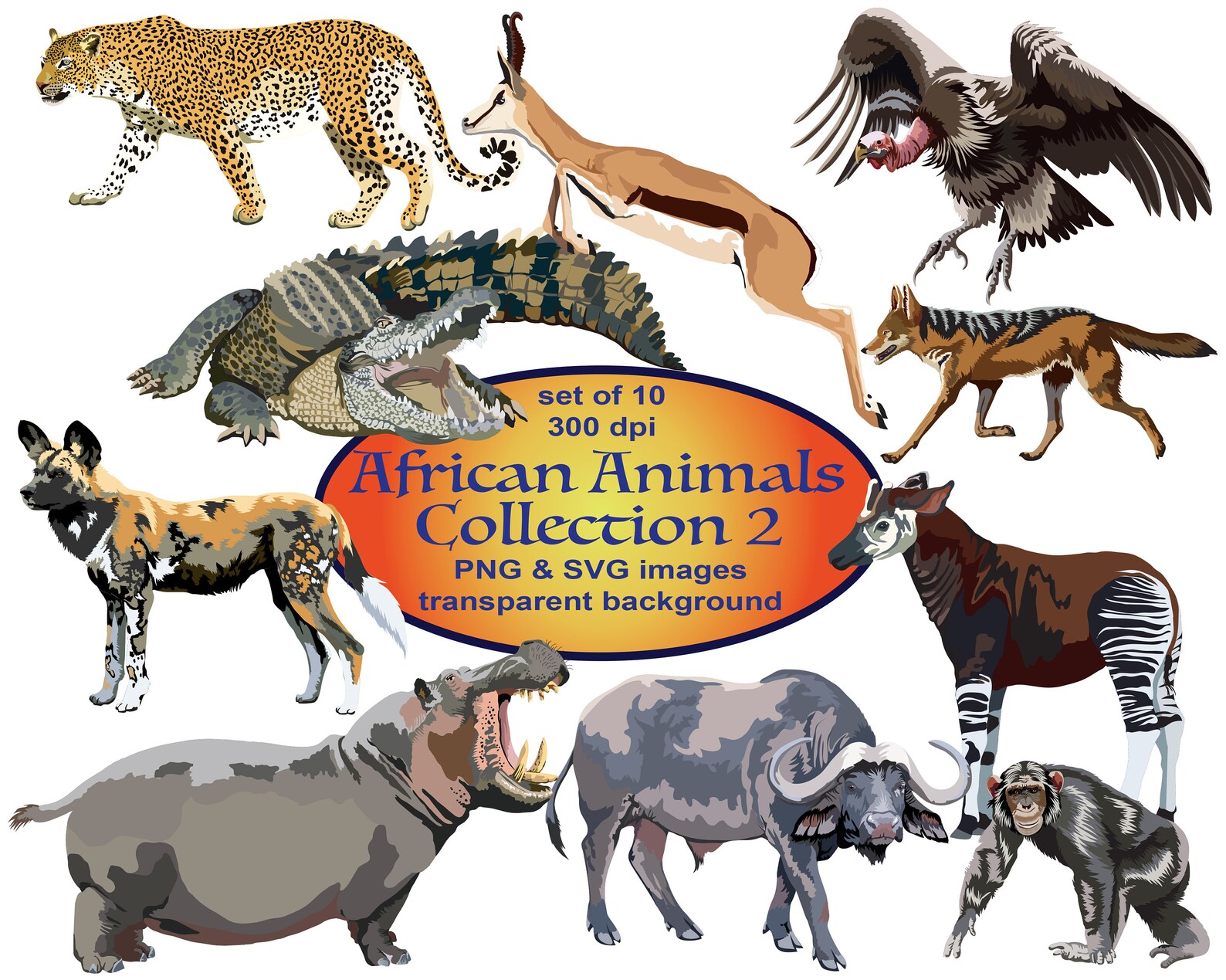 African Animals Clip Art SVG - Etsy
