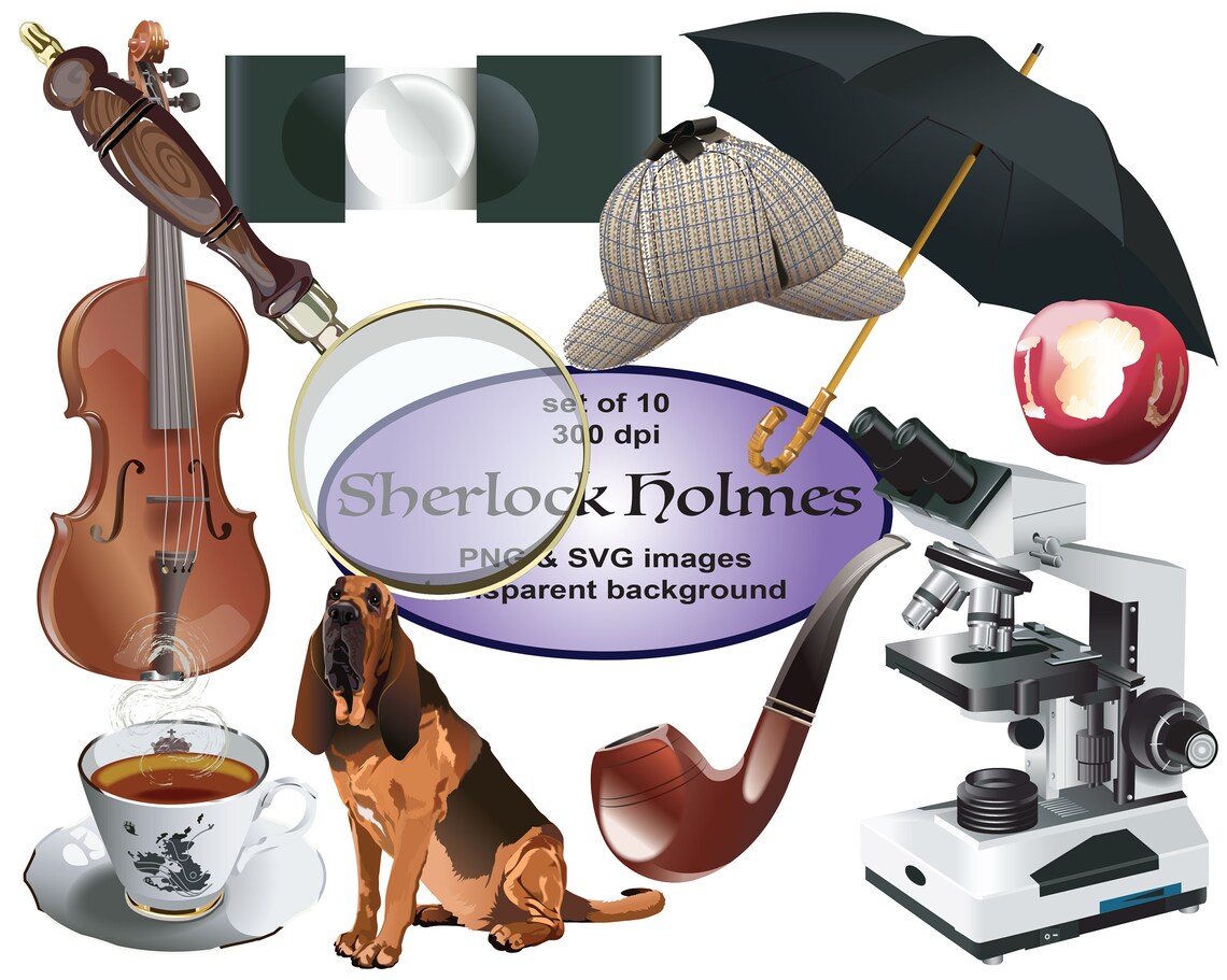 Sherlock Holmes Clip Art UK Clipart SVG Clipart England - Etsy