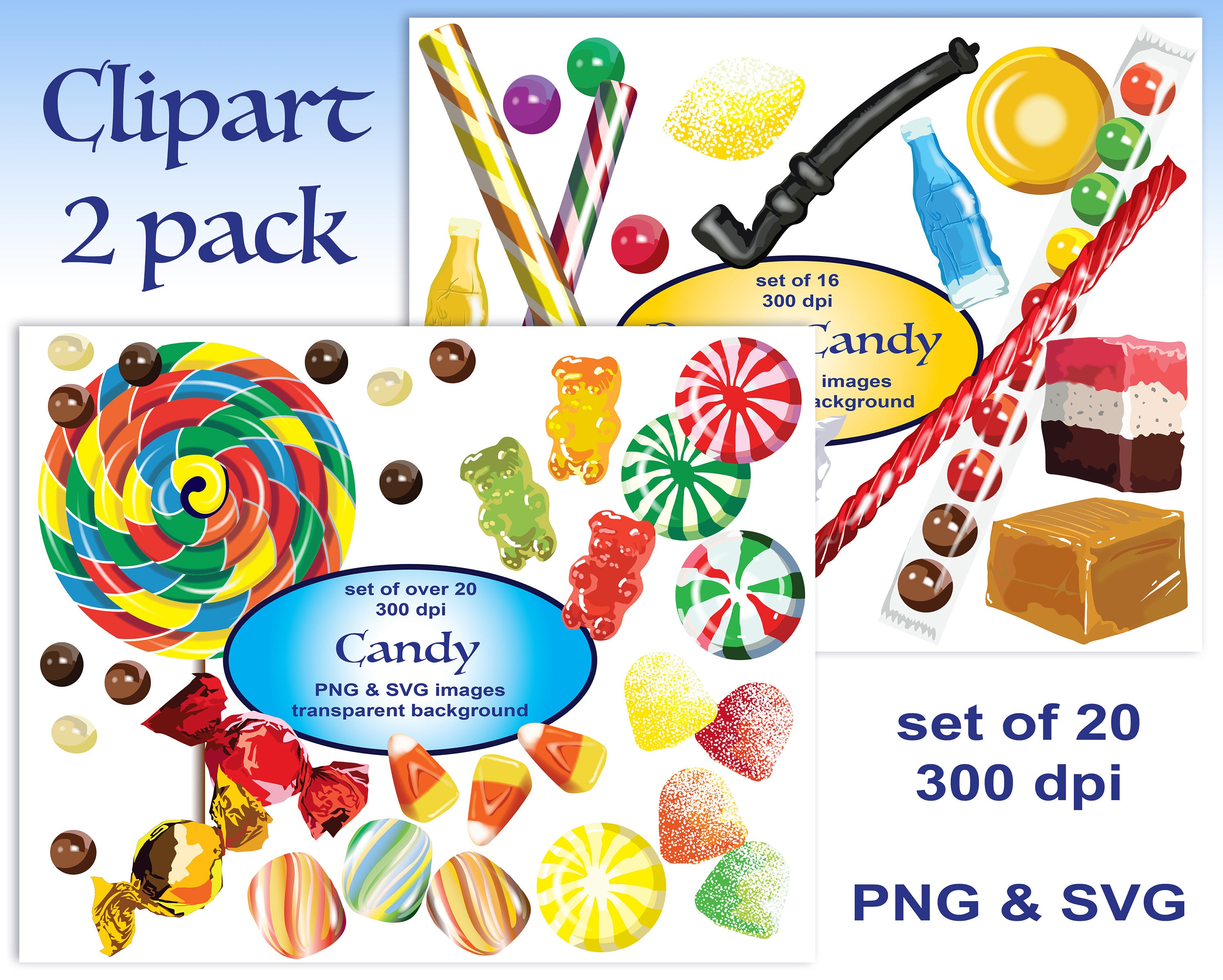 Candy 2 Pack Digital Realistic Clip Art Commercial PNG | Etsy