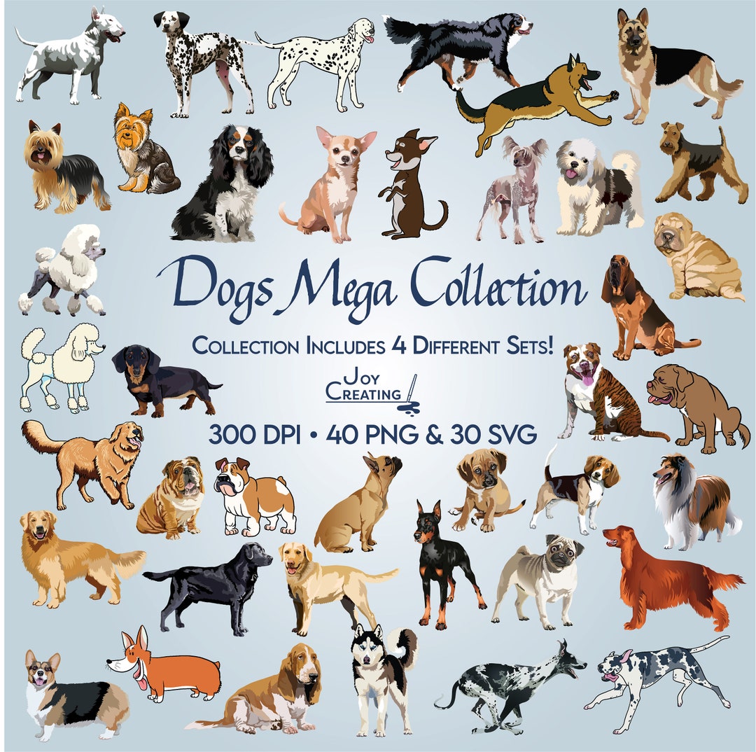 Dogs Clipart 4 Pack, Puppies Clip Art, SVG Clipart - Etsy