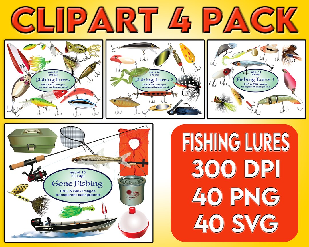 Fishing Lures Clip Art 4 Set Collection SVG Clipart - Etsy