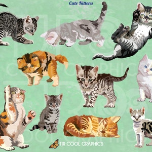 Cute Kittens Clip Art Cats Clipart Animals Clipart SVG | Etsy