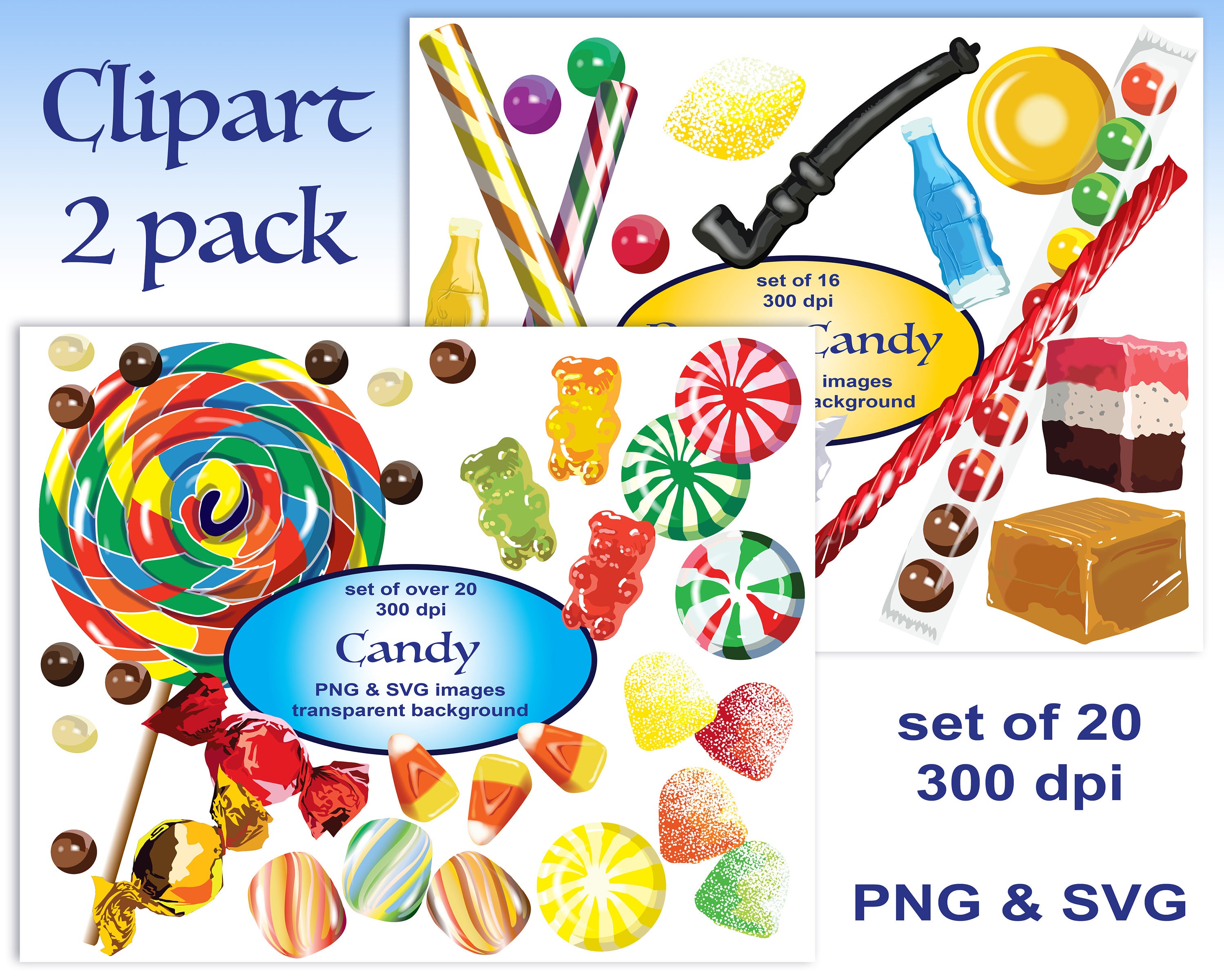 Candy 2 Pack Digital Realistic Clip Art Commercial PNG | Etsy