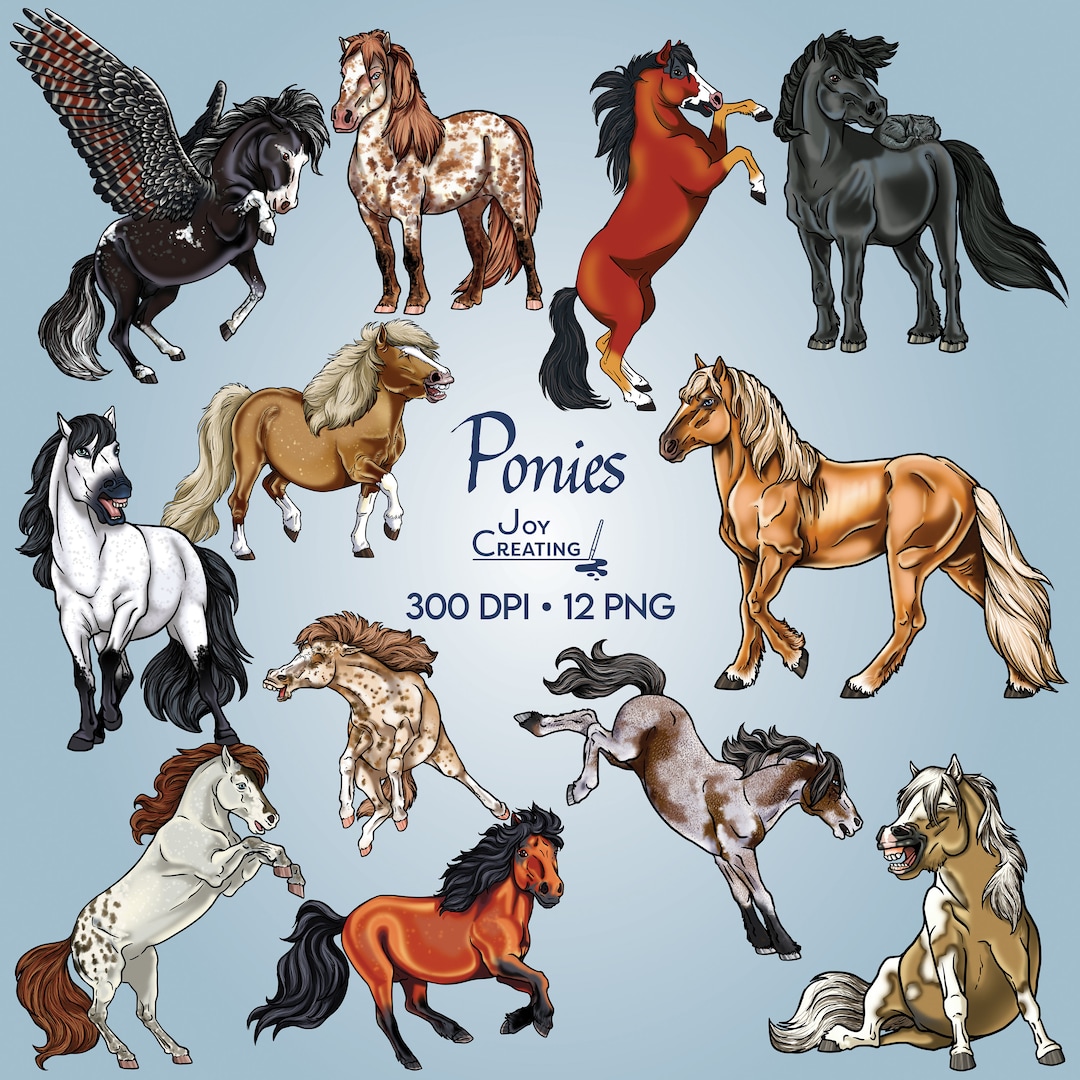 Horse Clipart, Cartoon Horse - Etsy