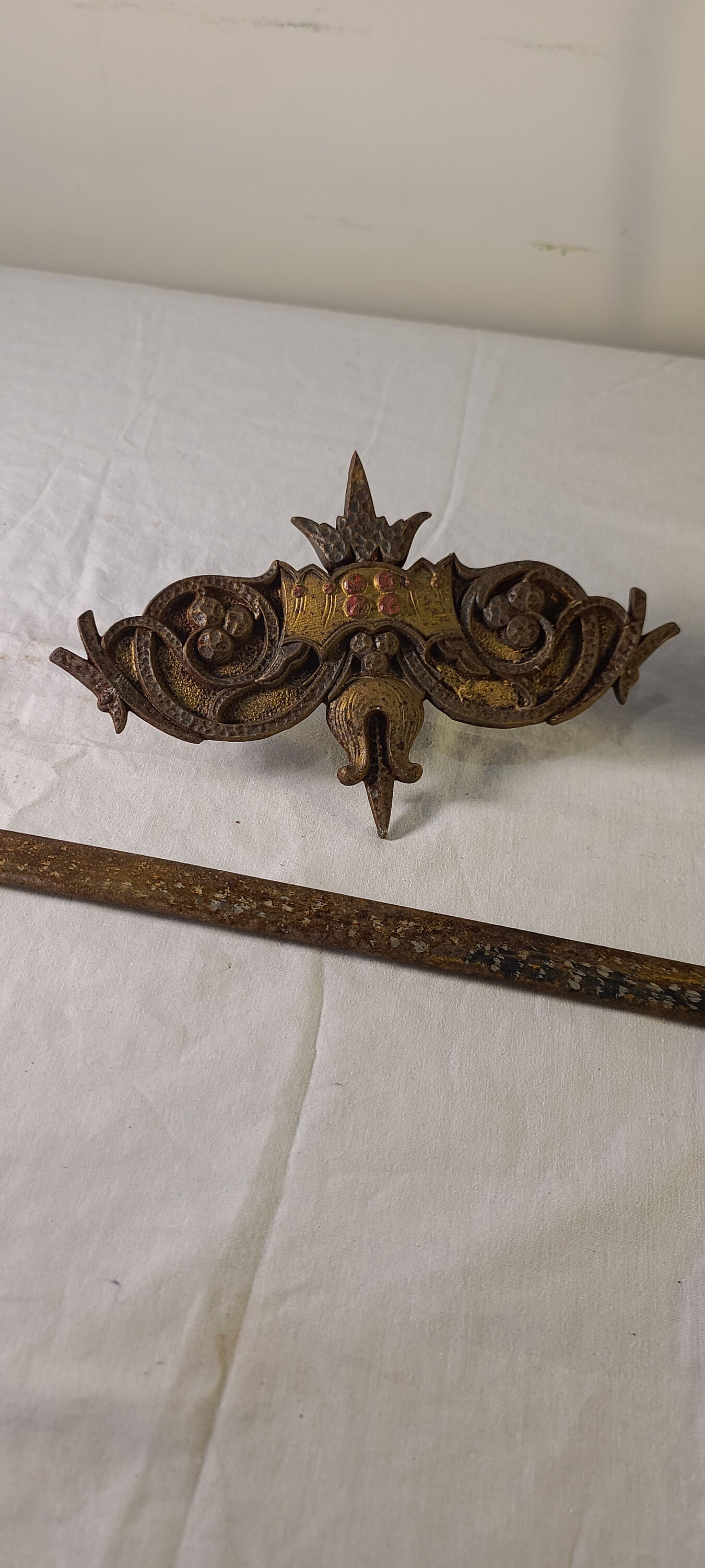 Vintage Antique Victorian Metal Curtain Rod Bar Holder Bracket Drapery ...