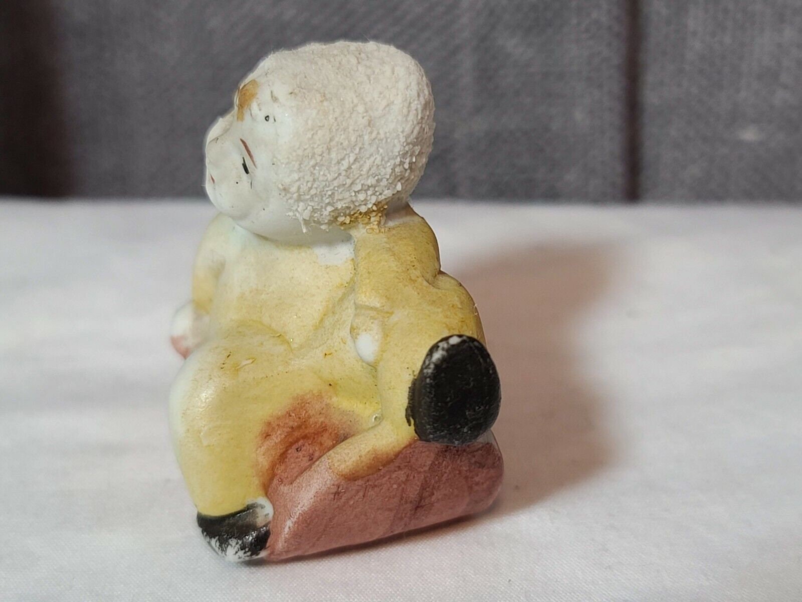 Vintage Bisque Snow Baby Figurine Christmas Porcelain Miniature Sled ...