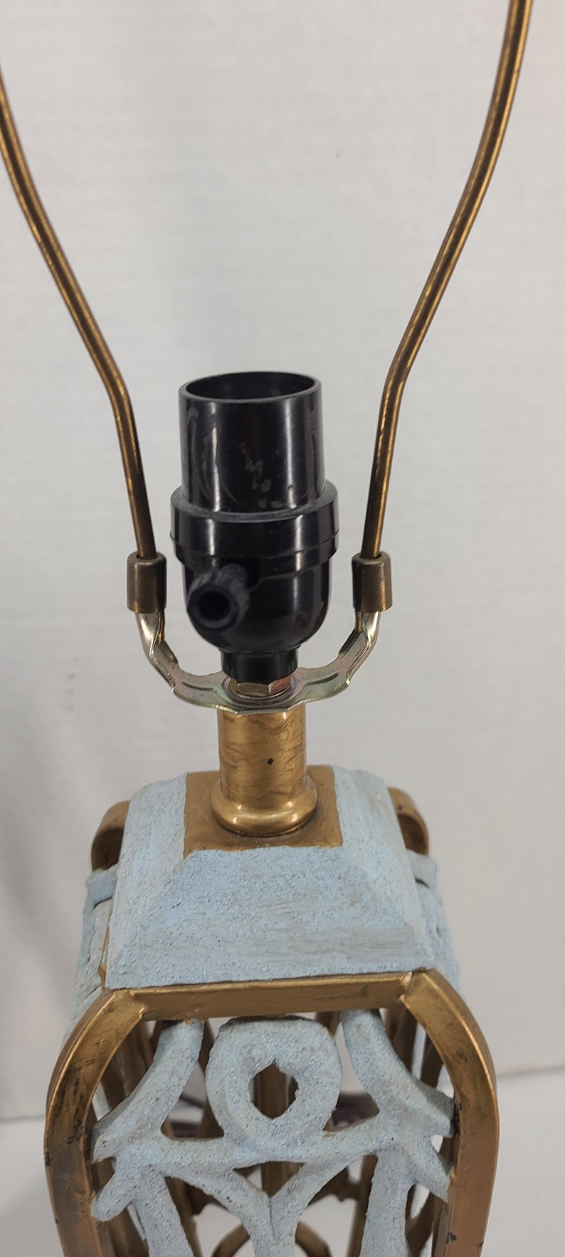 Pair Cheyenne Brass Gold Metal Blue Lamps Light Cage Ornate - Etsy