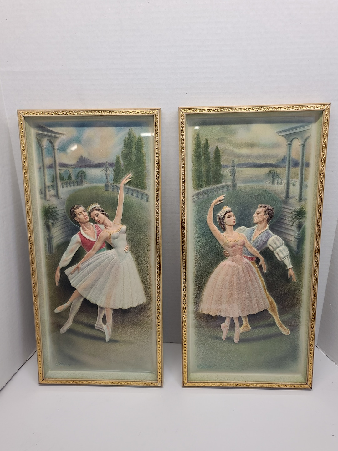 Pair Framed Ballet Dancer Bellerina Shadow Box Art 3D Photo Picture ...