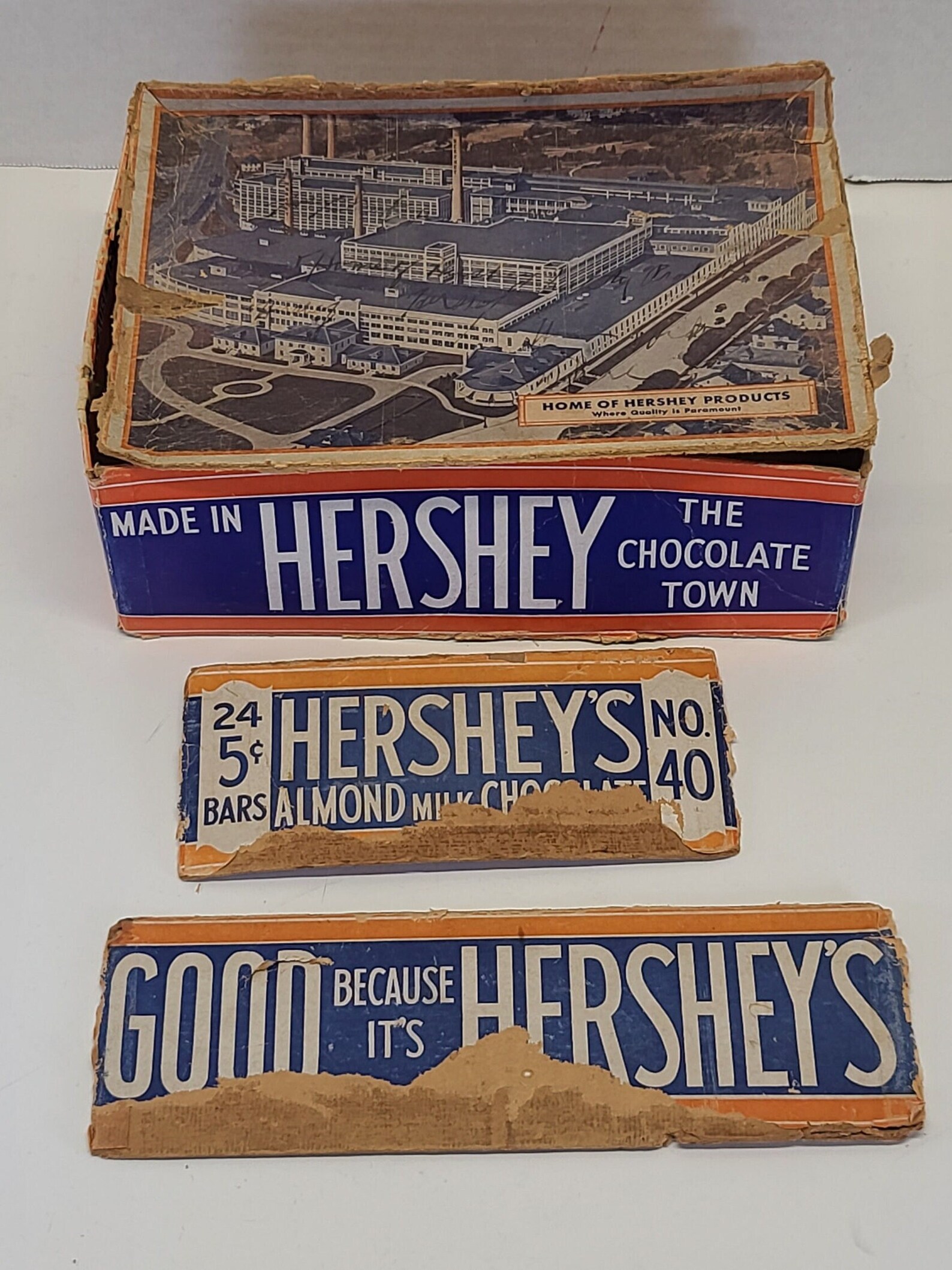 Vintage 1940s Hershey's Milk Chocolate Candy Bar Town Almond Box ...