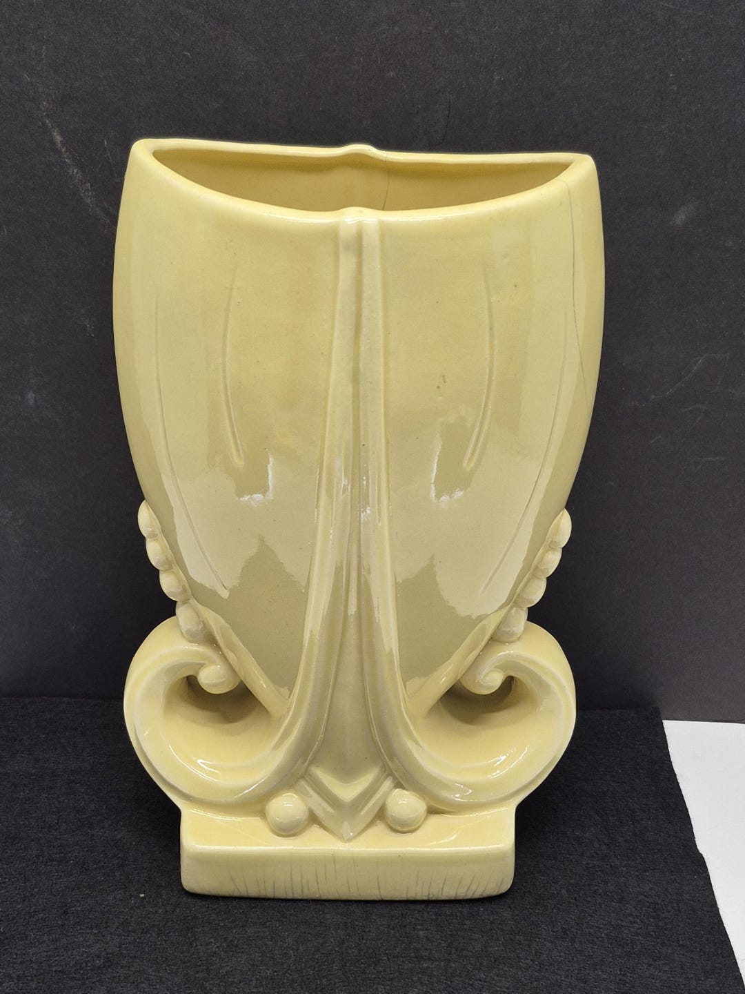 Vintage Tulip Pottery Vase Antique Art Ceramic Deco Yellow Flower ...