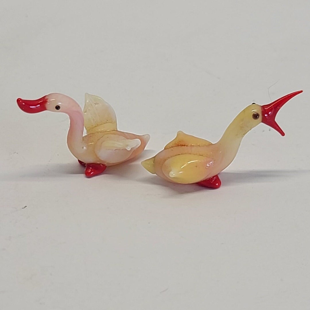Vintage Miniature Figurine Italian Art Glass Bird Stork Crane Pink ...