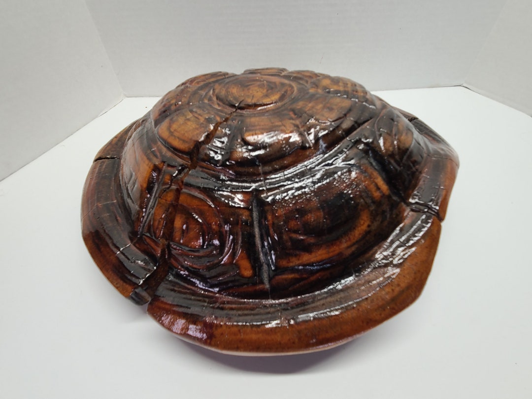 Vintage Hand Carved Wood Turtle Shell Tortoise 15" Folk Art Sculpture ...