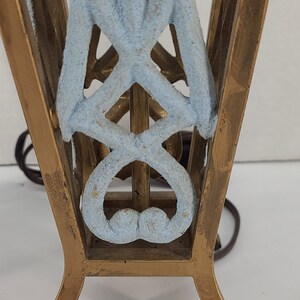 Pair Cheyenne Brass Gold Metal Blue Lamps Light Cage Ornate Textured ...