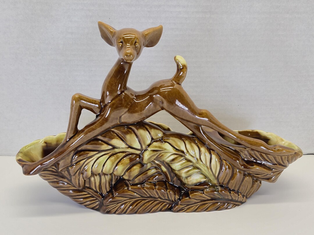 16" Vintage 1950s Royal Haeger Planter Art Pottery MCM Gazelle Impala ...