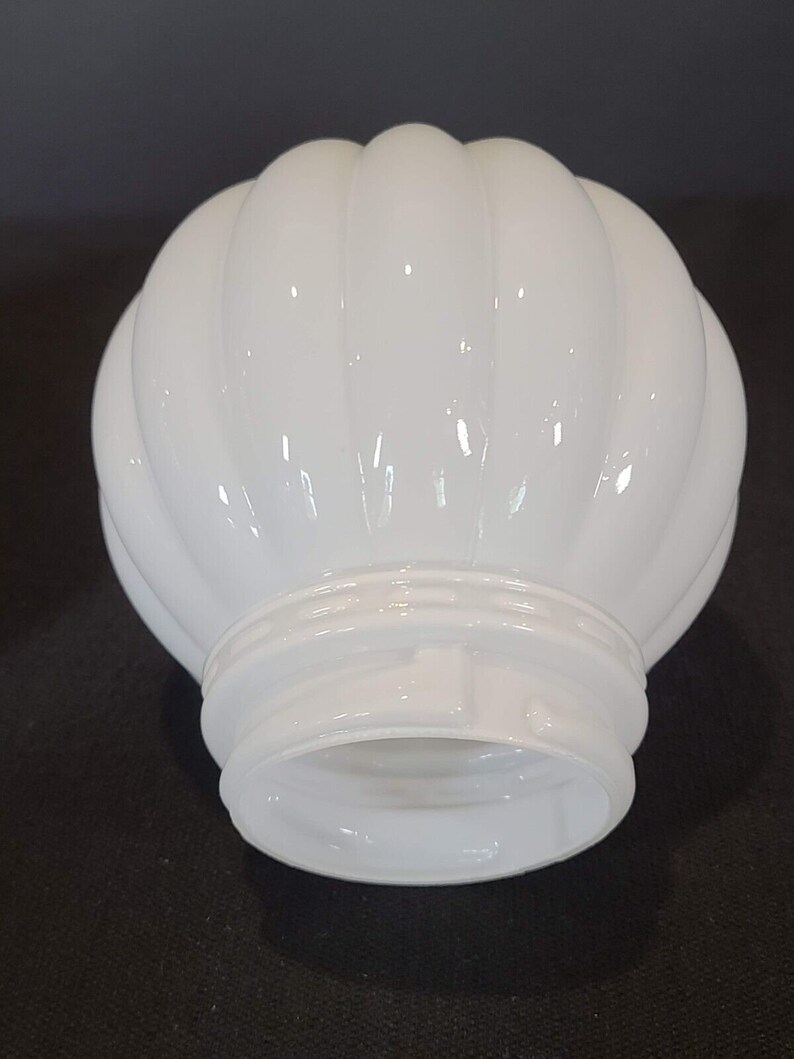 Vintage Art Deco Milk Glass Ball Sphere Light Lamp Fixture Shade Globe ...