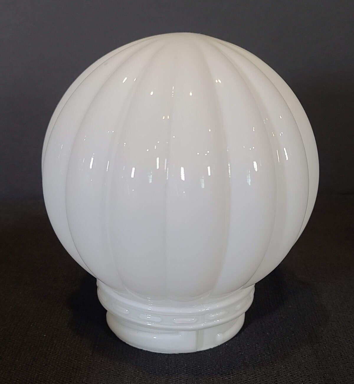 Vintage Art Deco Milk Glass Ball Sphere Light Lamp Fixture Shade Globe ...