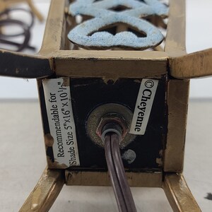 Pair Cheyenne Brass Gold Metal Blue Lamps Light Cage Ornate Textured ...