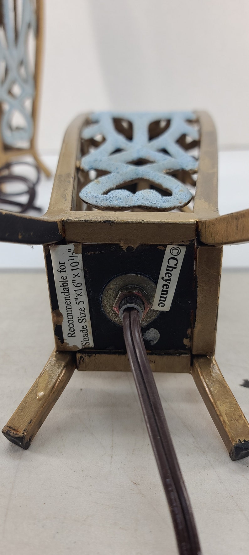 Pair Cheyenne Brass Gold Metal Blue Lamps Light Cage Ornate - Etsy