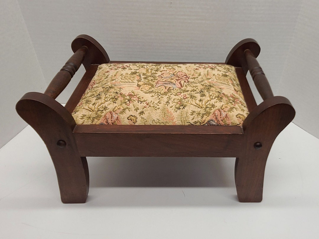 Vintage Antique Victorian Needlepoint Foot Stool Wood Ottoman ...
