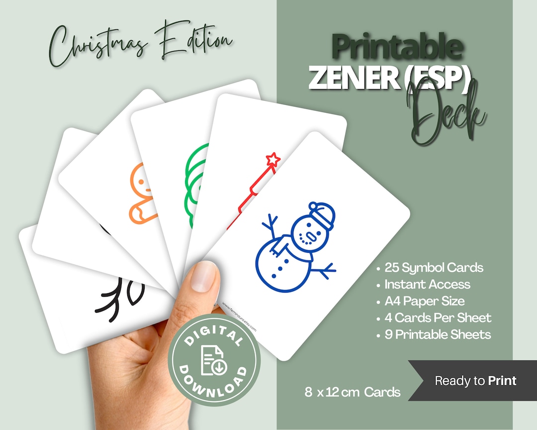 Christmas Zener (ESP) Cards | DIY Training Deck | ESP Cards | Psychic ...