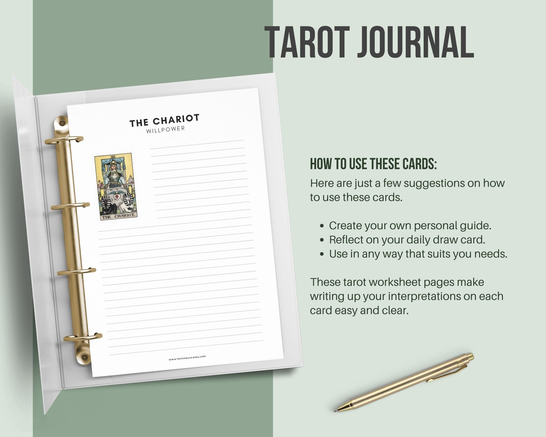 Tarot Notes Pages Printable Tarot Binder Tarot Journaling DIY Reference ...