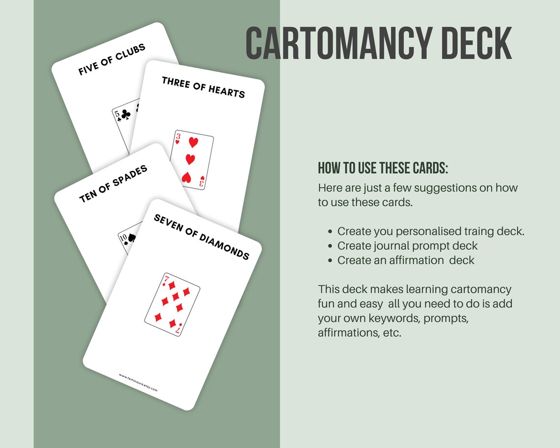 Cartomancy Deck Blank | DIY Traing Deck | Fortune Telling Cards ...