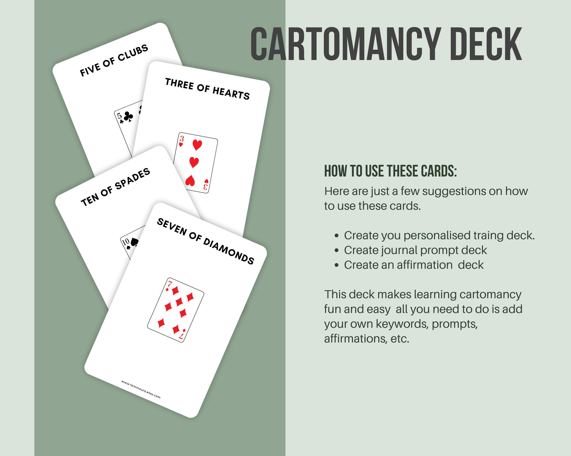 Cartomancy Deck Blank | DIY Traing Deck | Fortune Telling Cards ...