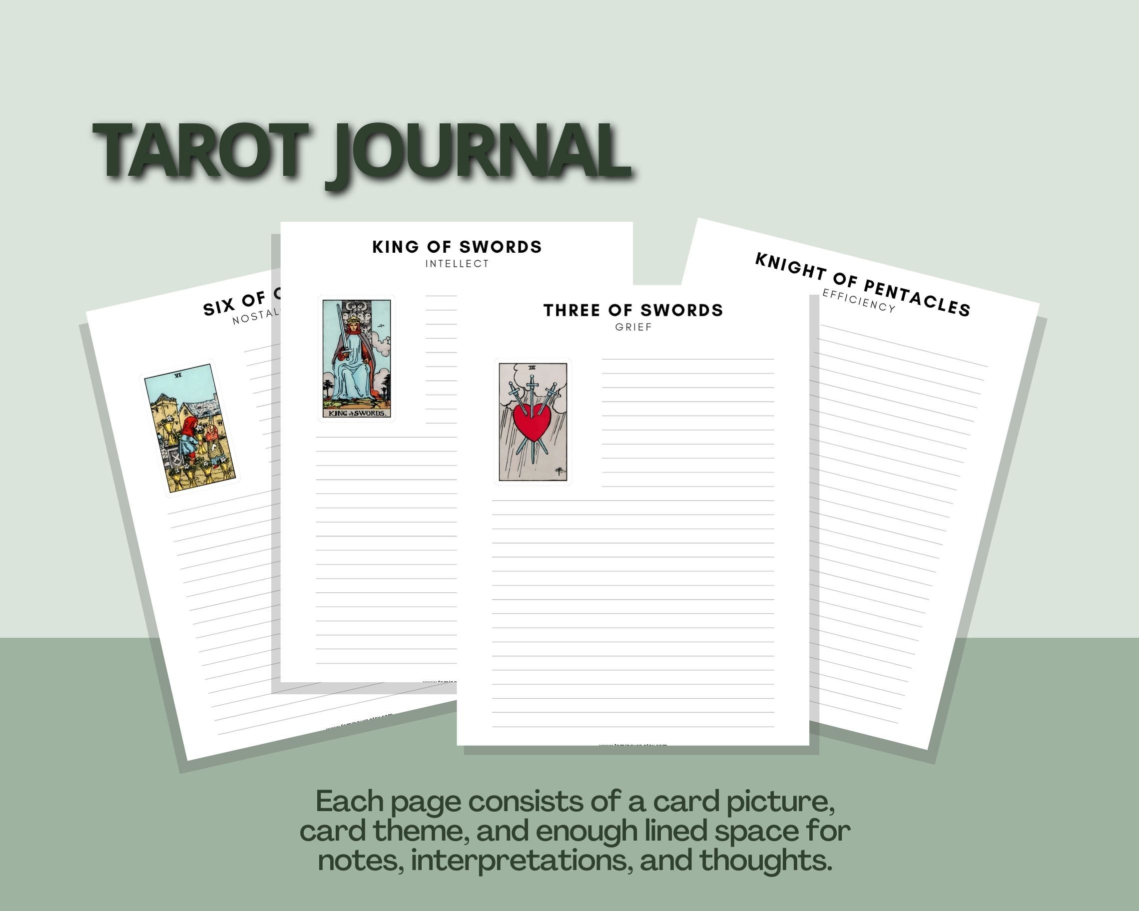 Tarot Notes Pages Printable Tarot Binder Tarot Journaling DIY Reference ...