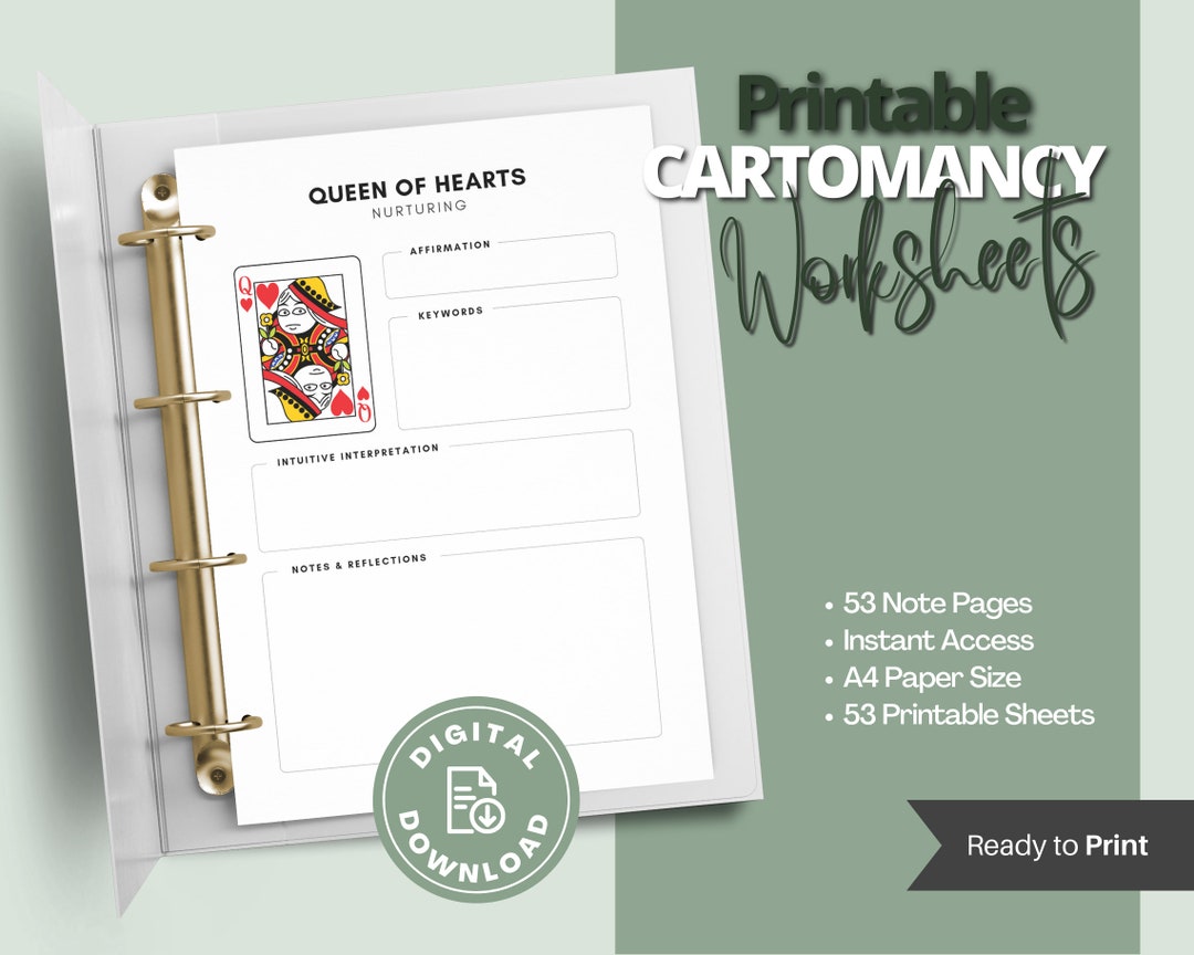 Cartomancy Worksheet Pages | Printable Cartomancy Binder | Cartomancy ...