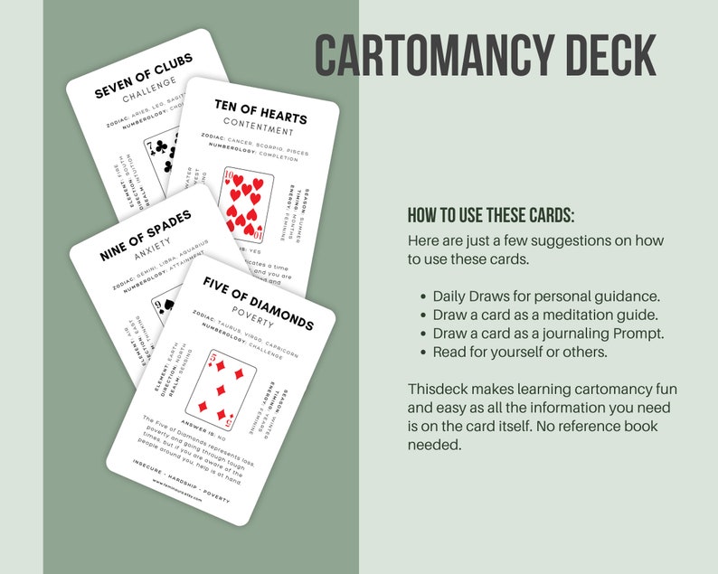 Cartomancy Deck | Fortune Telling Cards | Playing Cards | Guidance ...