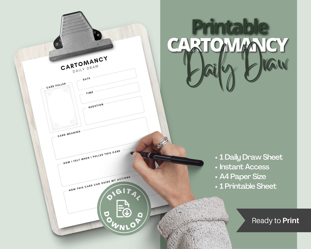 Cartomancy Daily Draw Sheet | Printable Cartomancy Binder | Cartomancy ...