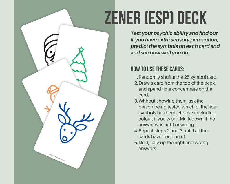 Christmas Zener (ESP) Cards | DIY Training Deck | ESP Cards | Psychic ...