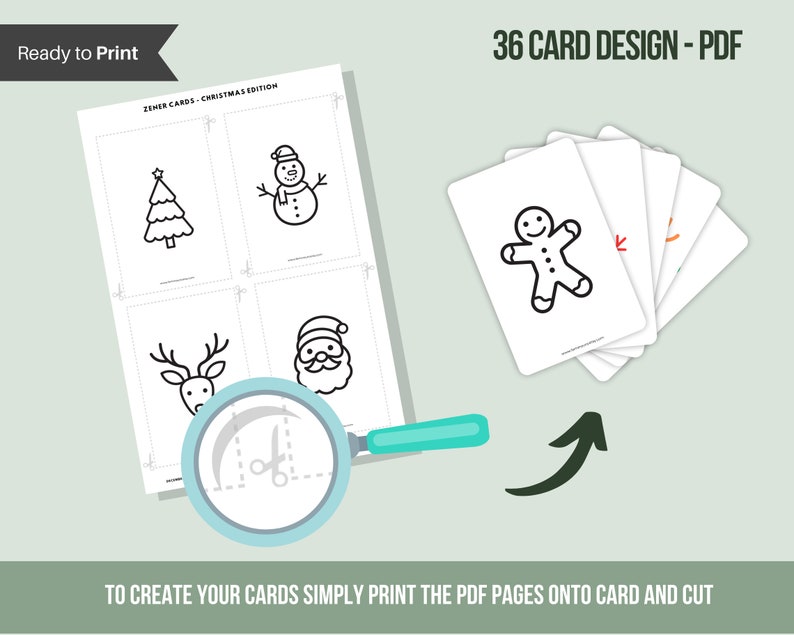 Christmas Zener (ESP) Cards | DIY Training Deck | ESP Cards | Psychic ...