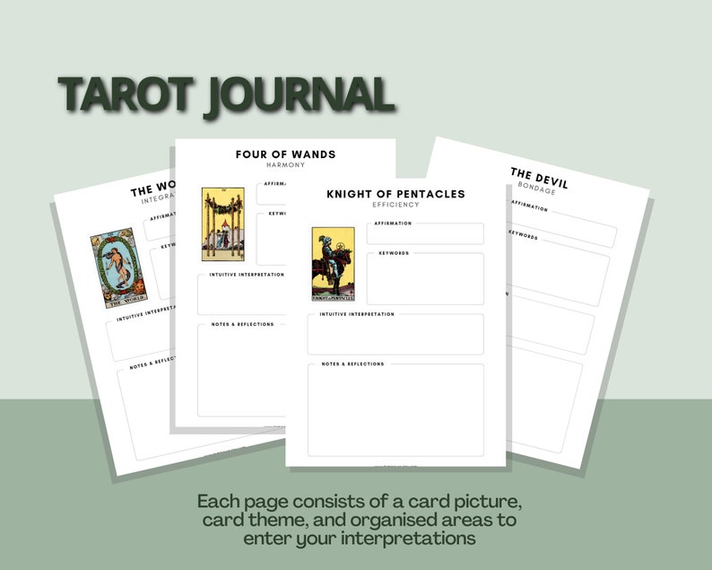Tarot Worksheet Pages Printable Tarot Binder Tarot Journaling DIY ...